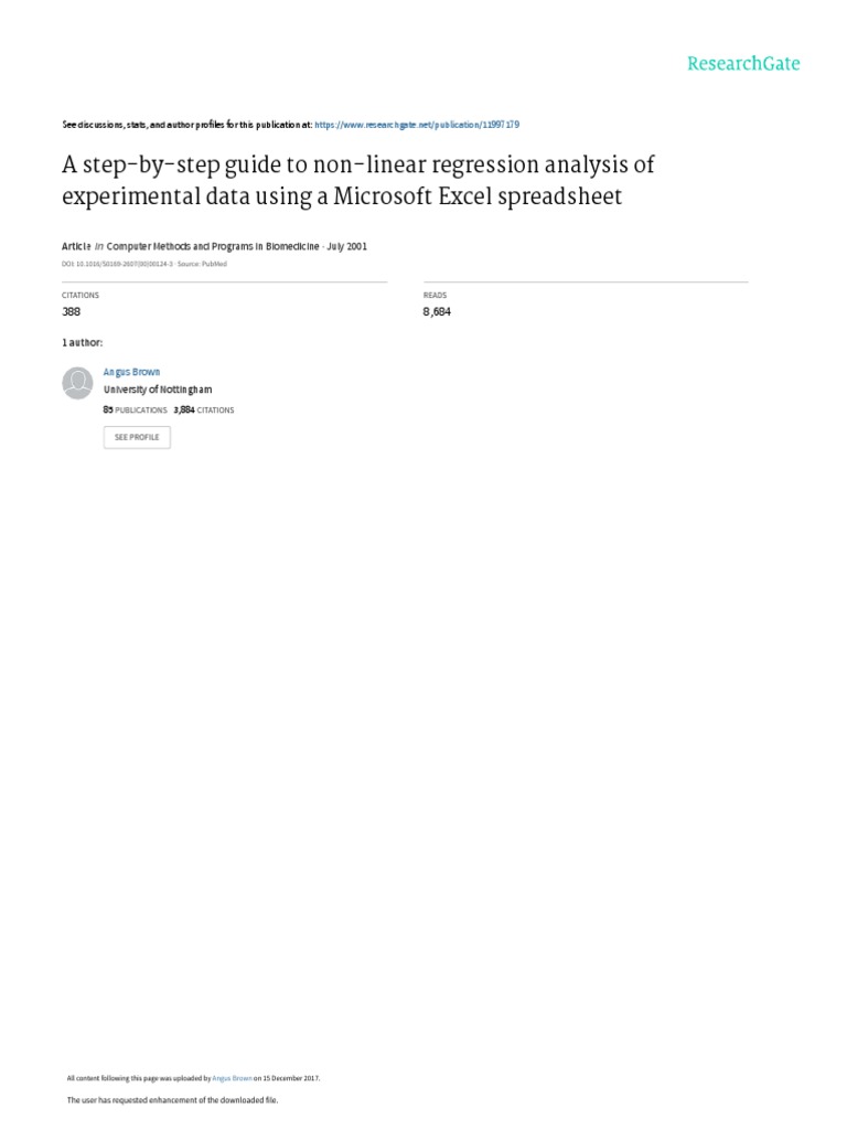 Excel Solver - Step by Step Nonlinear Regression - Brown | PDF | Errors And Residuals ...