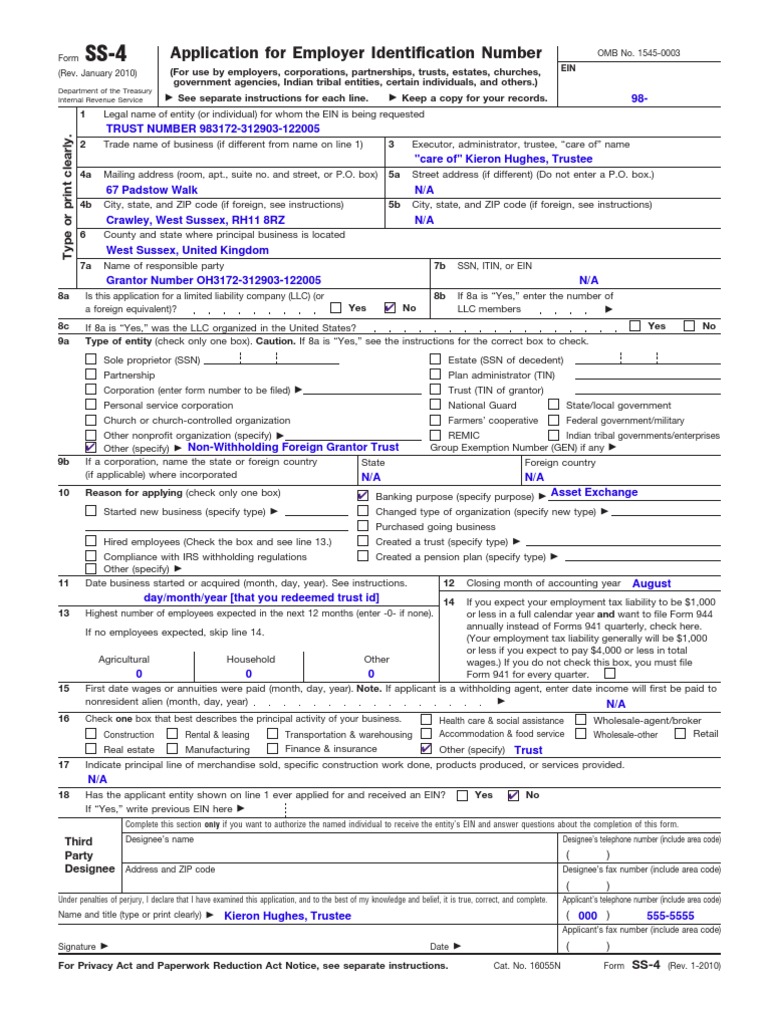 Form SS4a2 | PDF | Withholding Tax | Business
