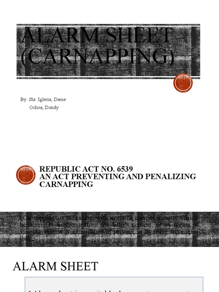 Carnapping Alarm Sheet Guide | PDF