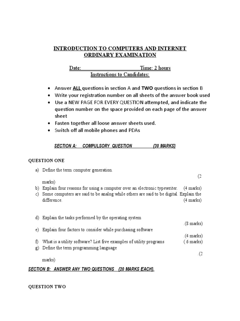 Past Paper - Computer Studies | Download Free PDF | Spreadsheet | Internet