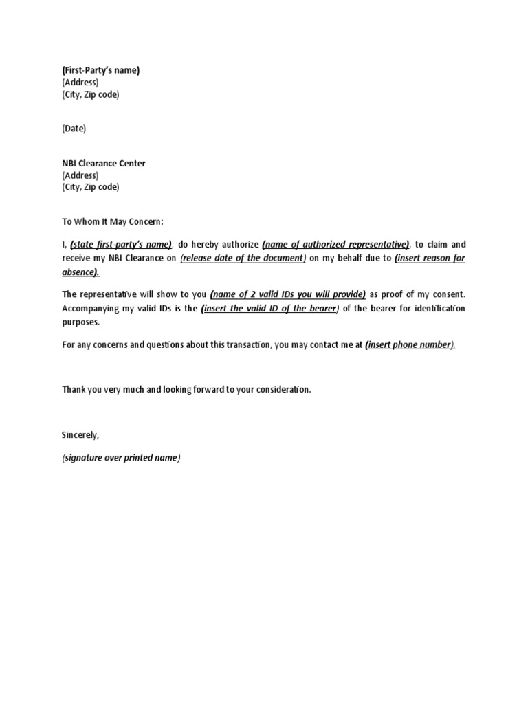 Sample Template For NBI CLEARANCE | PDF