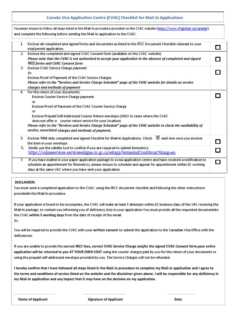 Mail-In Application Checklist for CVAC | PDF | Service Industries