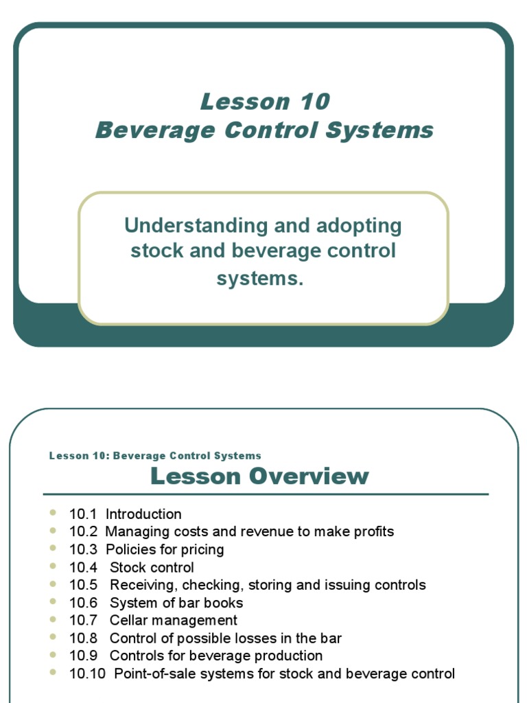Lesson 10 - Beverage Control Systems (Revised) | PDF | Gross Margin ...