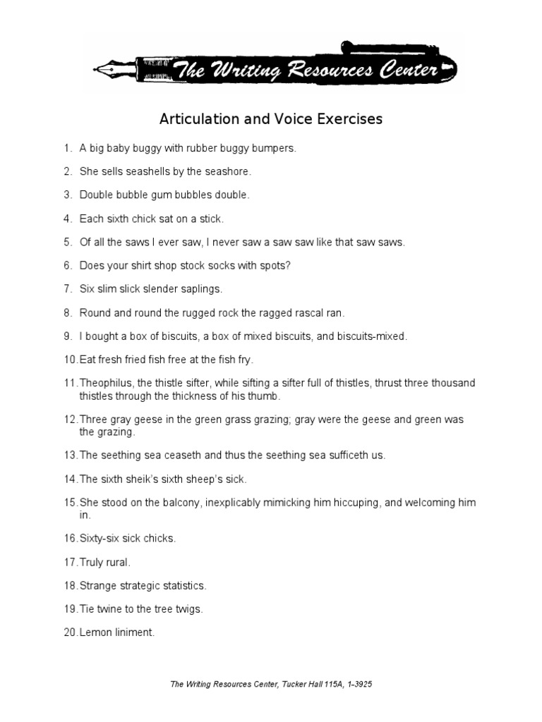 Voice Articulation Exercises Guide | PDF