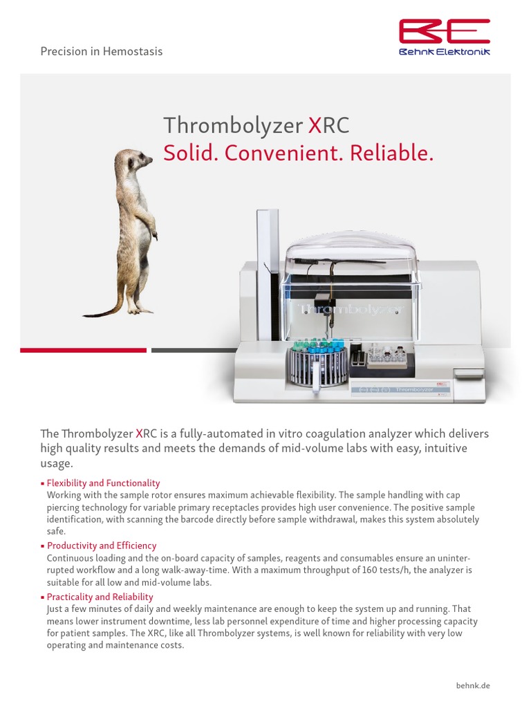 Thrombolyzer RC: X Solid. Convenient. Reliable | PDF | Reliability Engineering | Computing