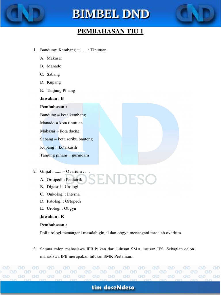 TIU 1 Pembahasan | PDF