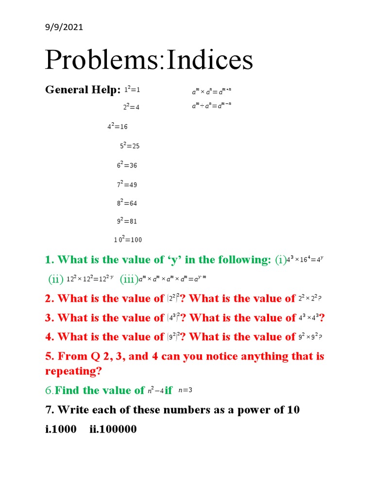 Problems On Indices | PDF