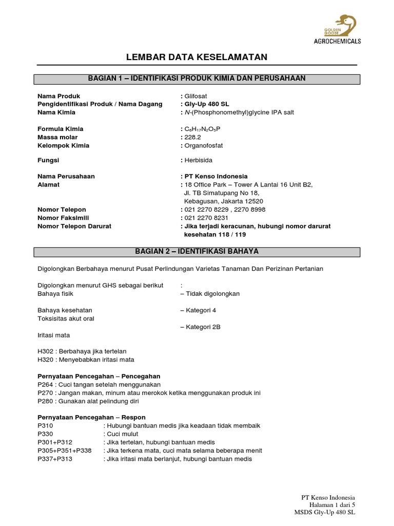 MSDS Gly Up 480 SL Updated | PDF