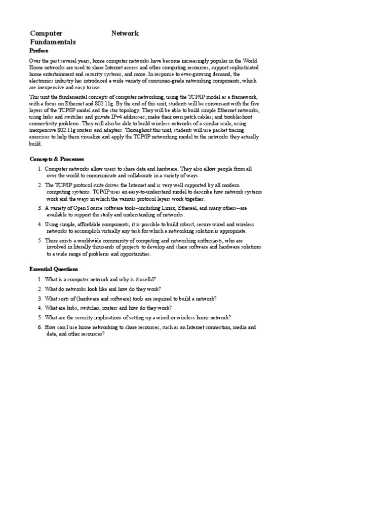 Computer Network Fundamentals | Download Free PDF | Computer Network ...