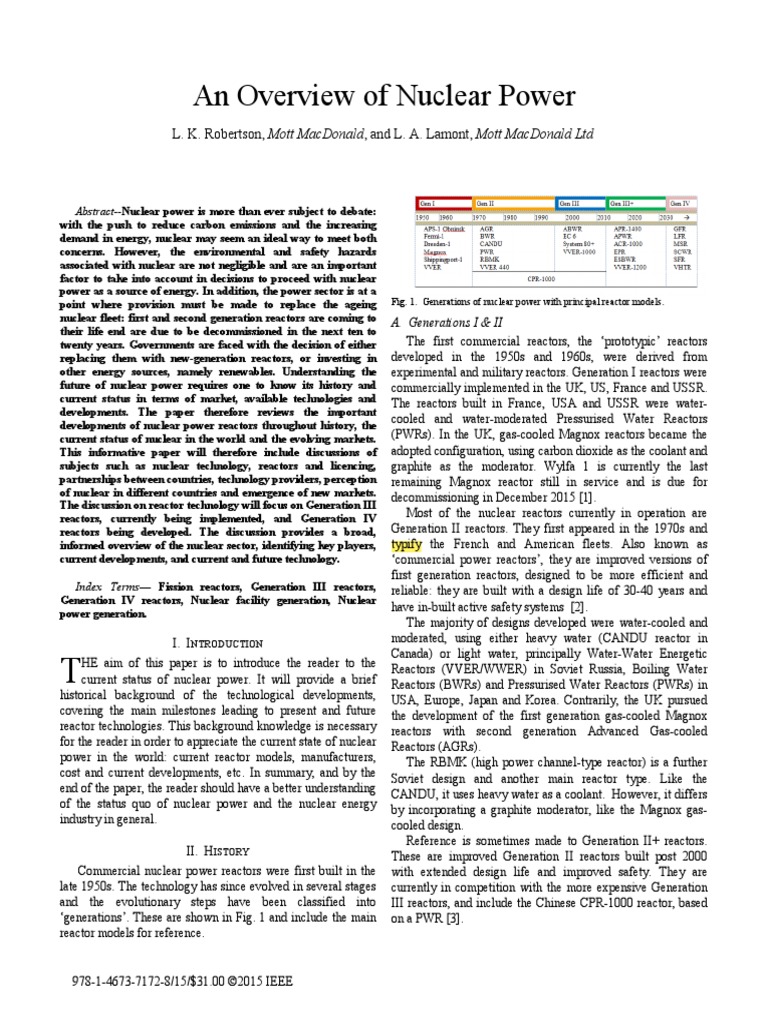 Overview of Nuclear Power | PDF | Nuclear Power | Nuclear Reactor