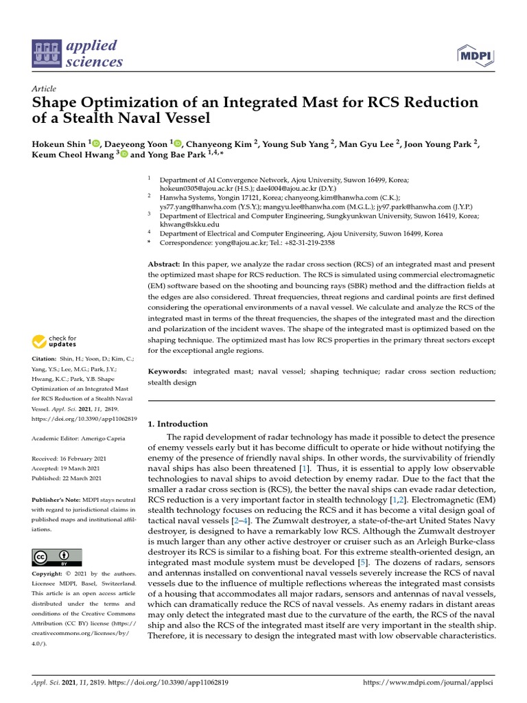 Applied Sciences: Shape Optimization of An Integrated Mast For RCS ...