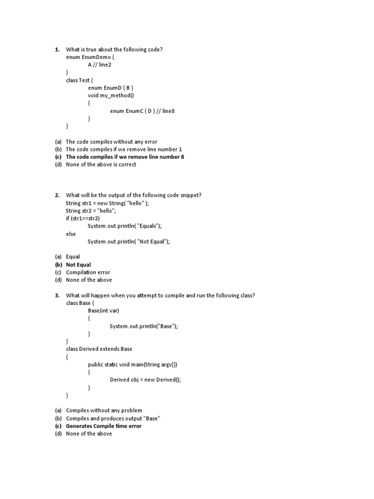 Practice Core Java and Advanced Java MCQs | PDF | Constructor (Object ...
