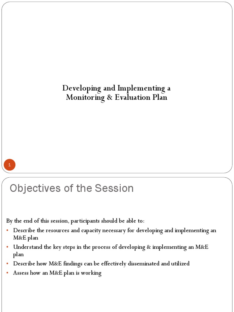 Developing A Monitoring Evaluation Plan | PDF | Evaluation | Goal
