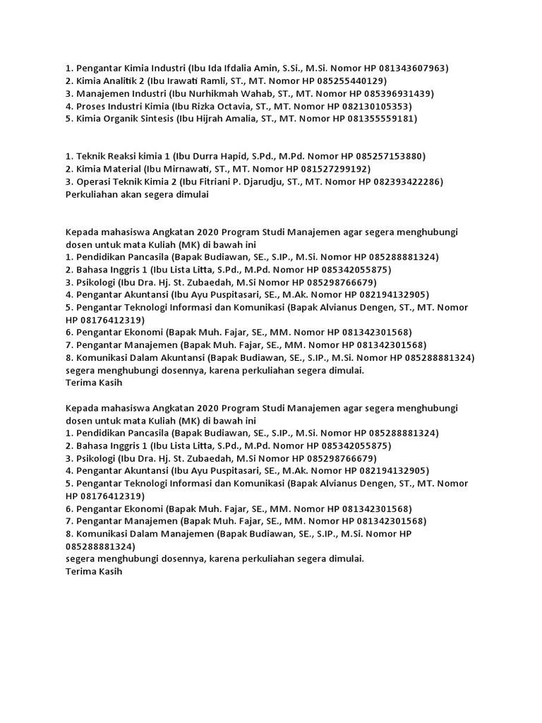 Nomor TLP Dosen | PDF