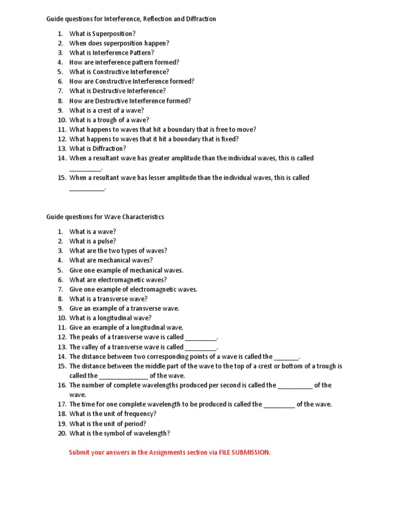 Guide Questions For Interference | PDF | Science & Mathematics