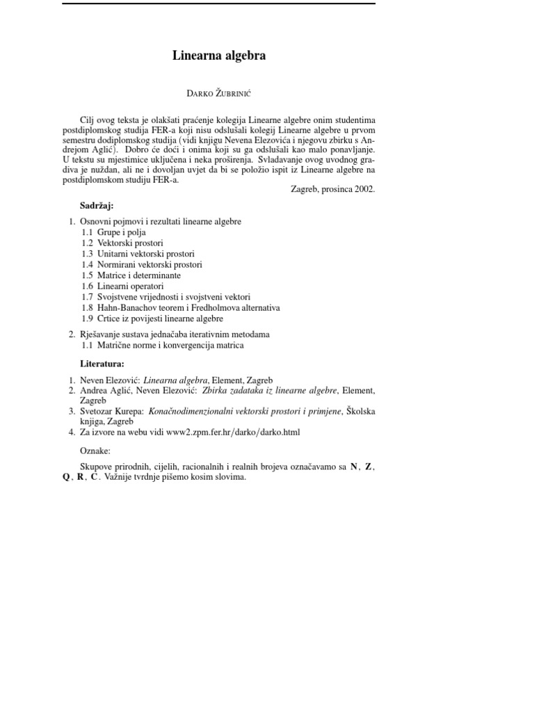 Linearna Algebra Skripta | PDF