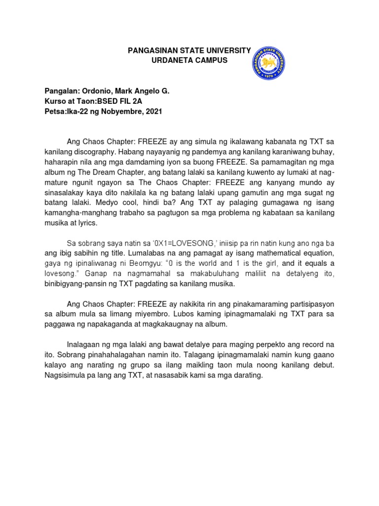 Ordonio, Mark Angelo G. - Fil105 | PDF