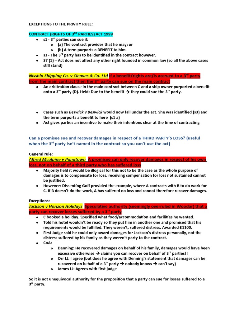 Exceptions to Privity of Contract 1999 | PDF | Damages | Justice