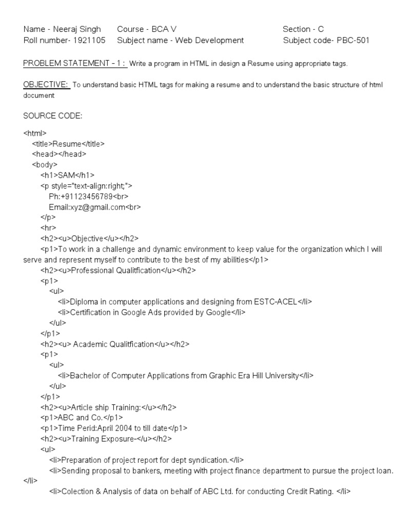 Name - Neeraj Singh Course - Bca V Section - C Roll Number-1921105 Subject Name - Web ...