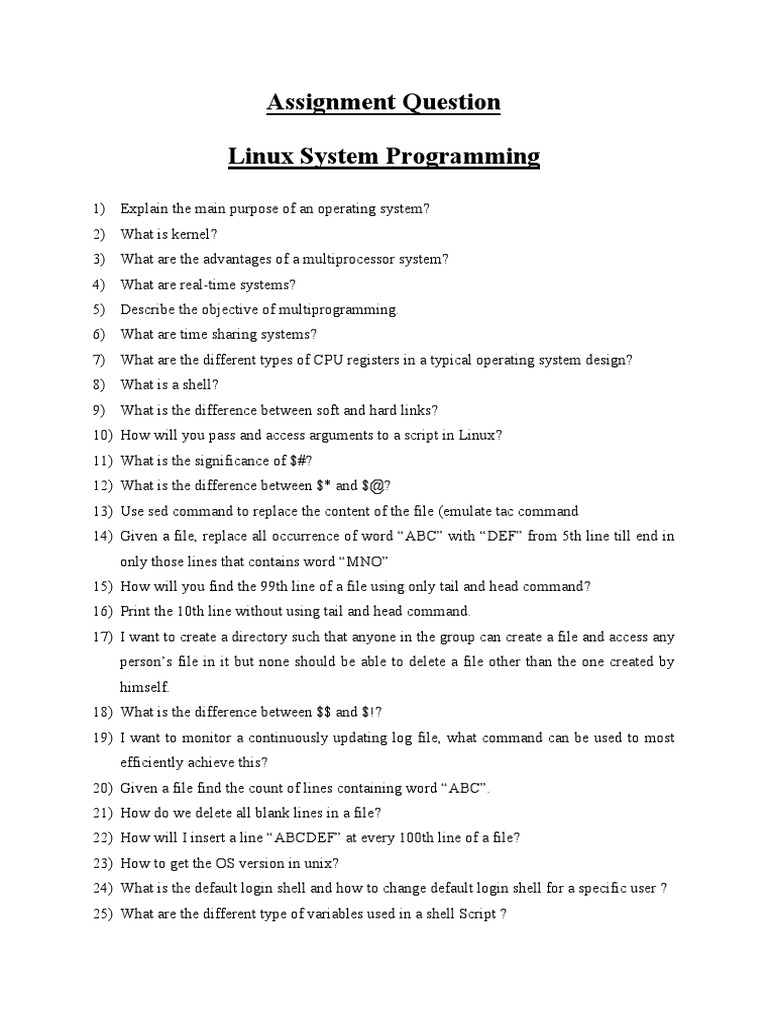 Linux System Programming Question Bank | Download Free PDF | Superuser ...