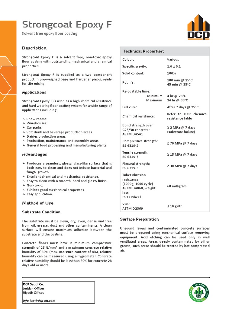 Strongcoat Epoxy F | PDF | Epoxy | Concrete
