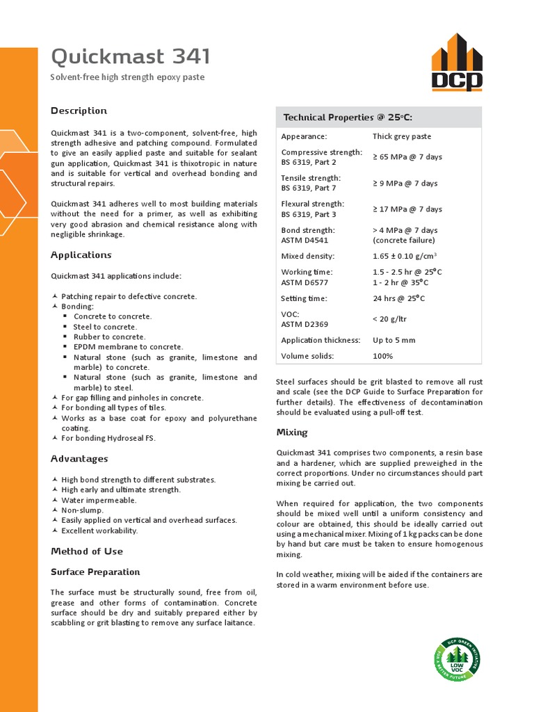 Quickmast 341 | PDF | Concrete | Epoxy