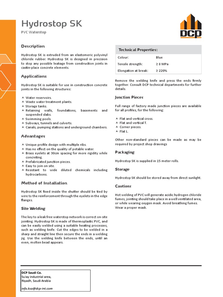 Hydrostop SK | PDF | Polyvinyl Chloride | Construction