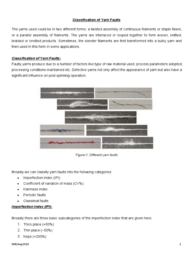 Classification of Yarn Faults and Possible Source | PDF | Yarn | Textiles