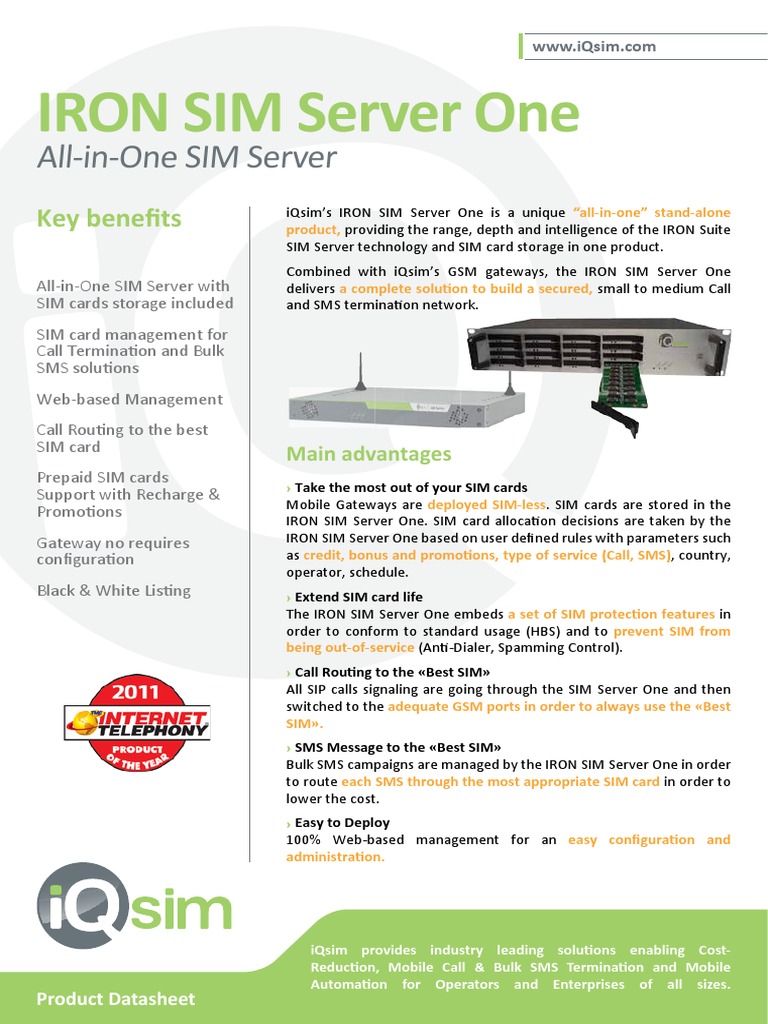 IQsim IRON SIM Server One Datasheet | PDF | Prepaid Mobile Phone ...