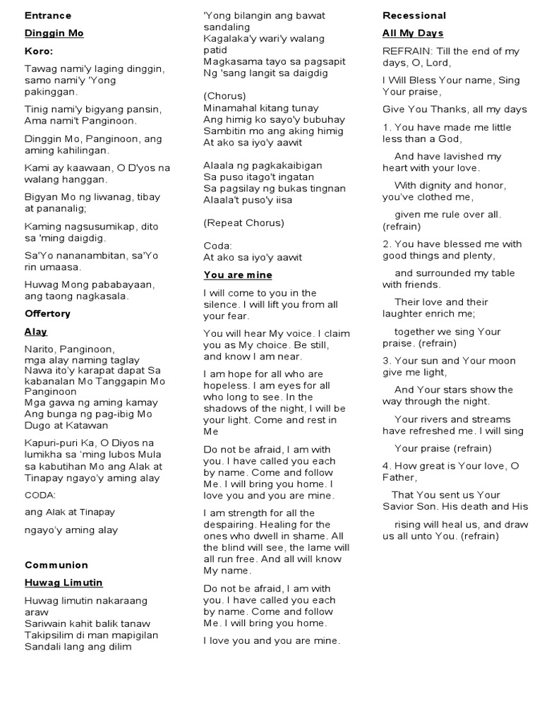 Misa Sa Patay Songs | PDF