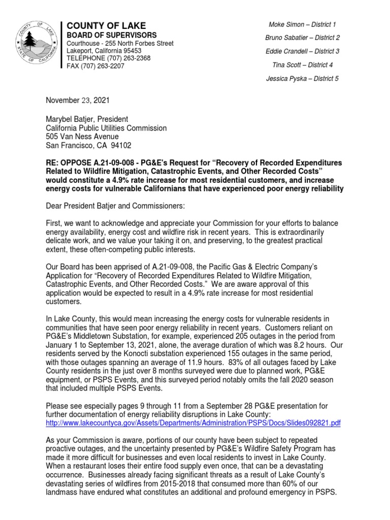 2021-11-16 CPUC Letter of Opposition A.21!09!008 Effective 4 | PDF ...