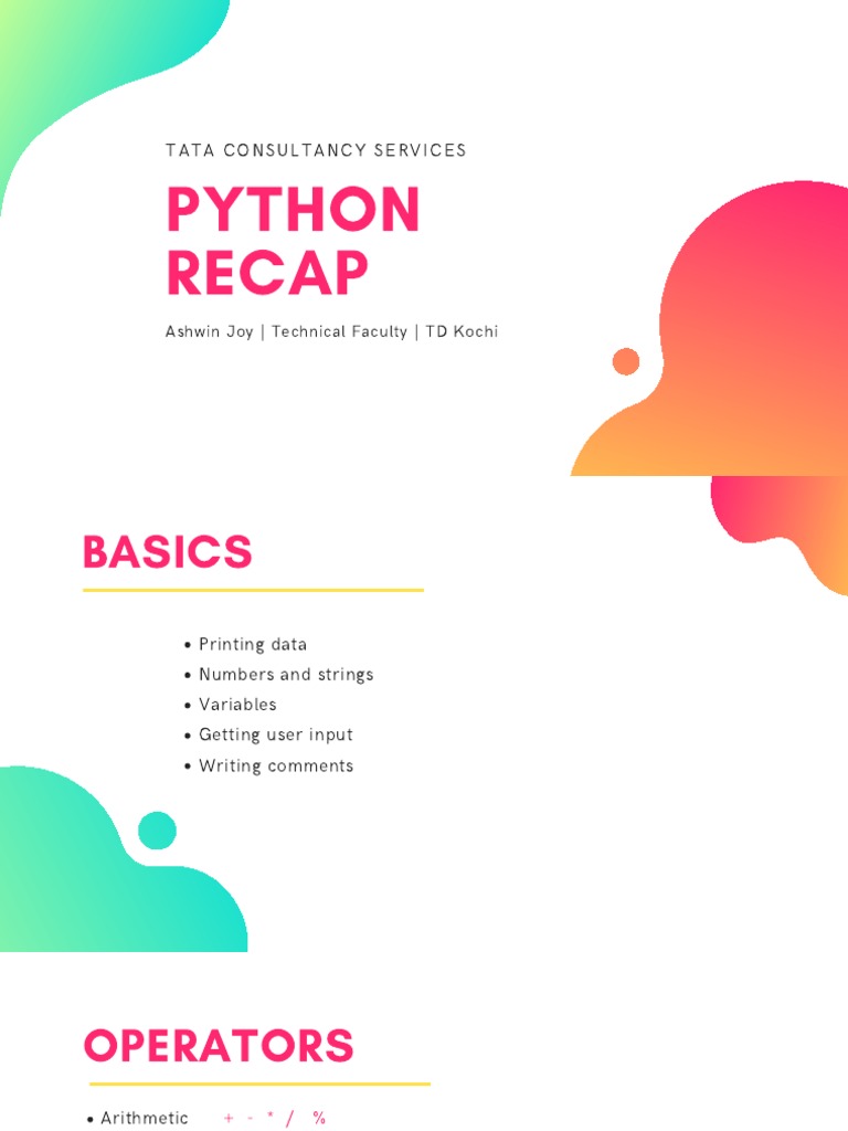 Python Recap: Tata Consultancy Services | PDF | Inheritance (Object Oriented Programming ...