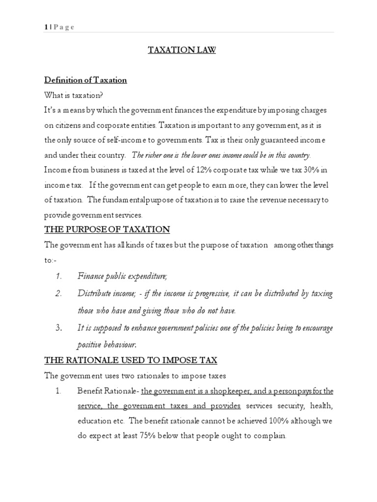 TAXATION. Good Notes | PDF | Taxes | Indirect Tax