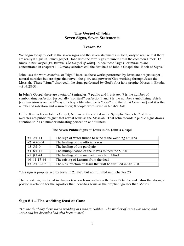 Seven Sign Gospel John | Descargar gratis PDF | Gospel Of John | Jesus Seven Sign Gospel John | Descargar gratis PDF | Gospel Of John | Jesus