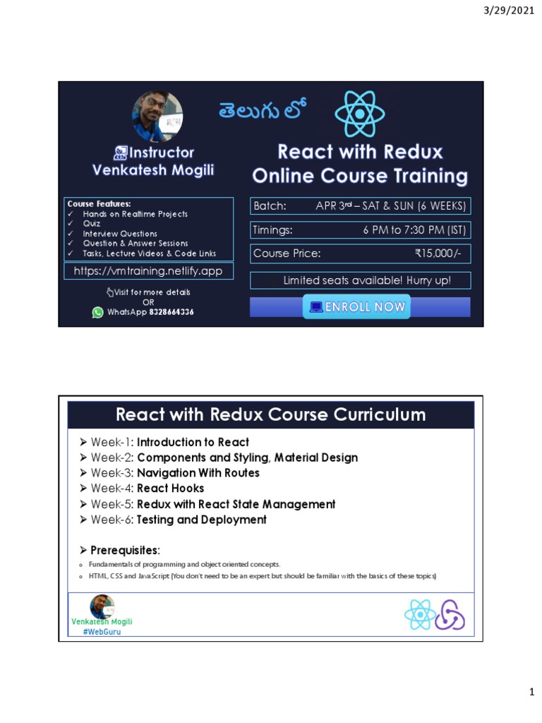 React With Redux Course Curriculum | PDF | Software Development | Computing React With Redux Course Curriculum | PDF | Software Development | Computing
