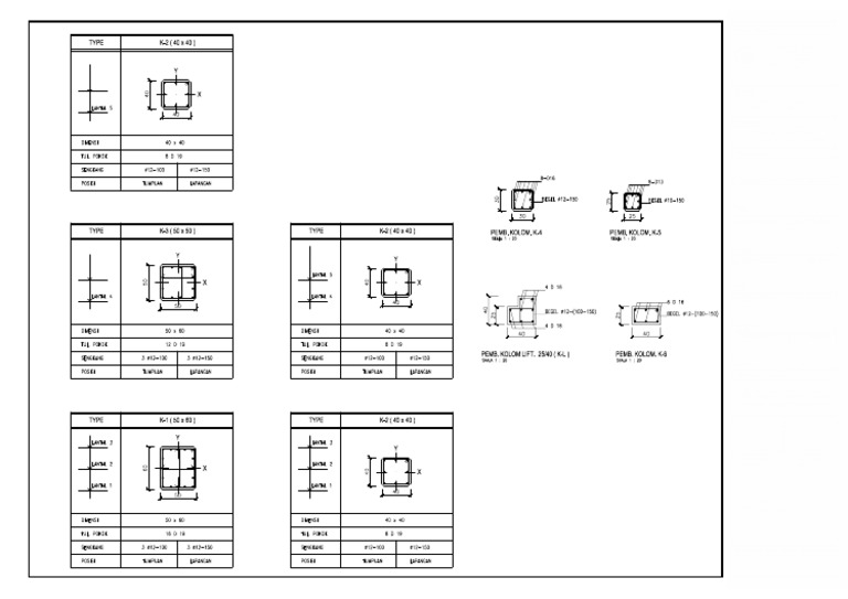 Tabel Pembesian Kolom | PDF