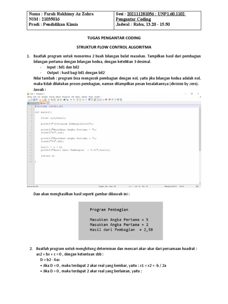TUGAS 3 PENGANTAR CODING Farah Rakhimy A | PDF | Metode & Bahan Ajar | Komputer