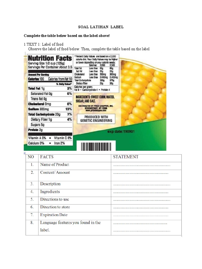 Soal Latihan Label | PDF | Self-Improvement | Wellness