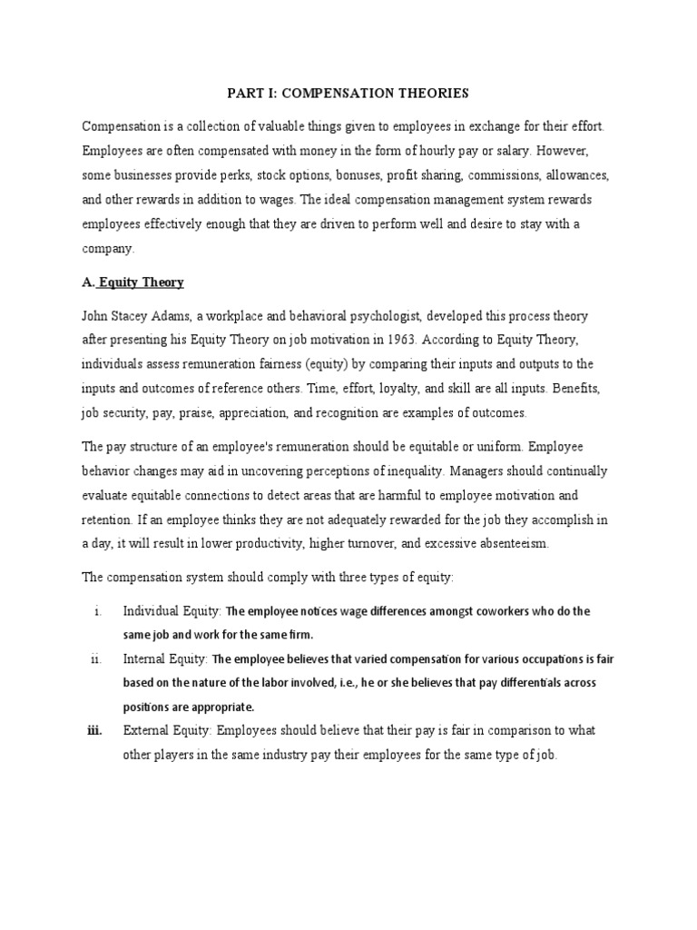 Compensation Theories | PDF | Employment | Psychological Concepts