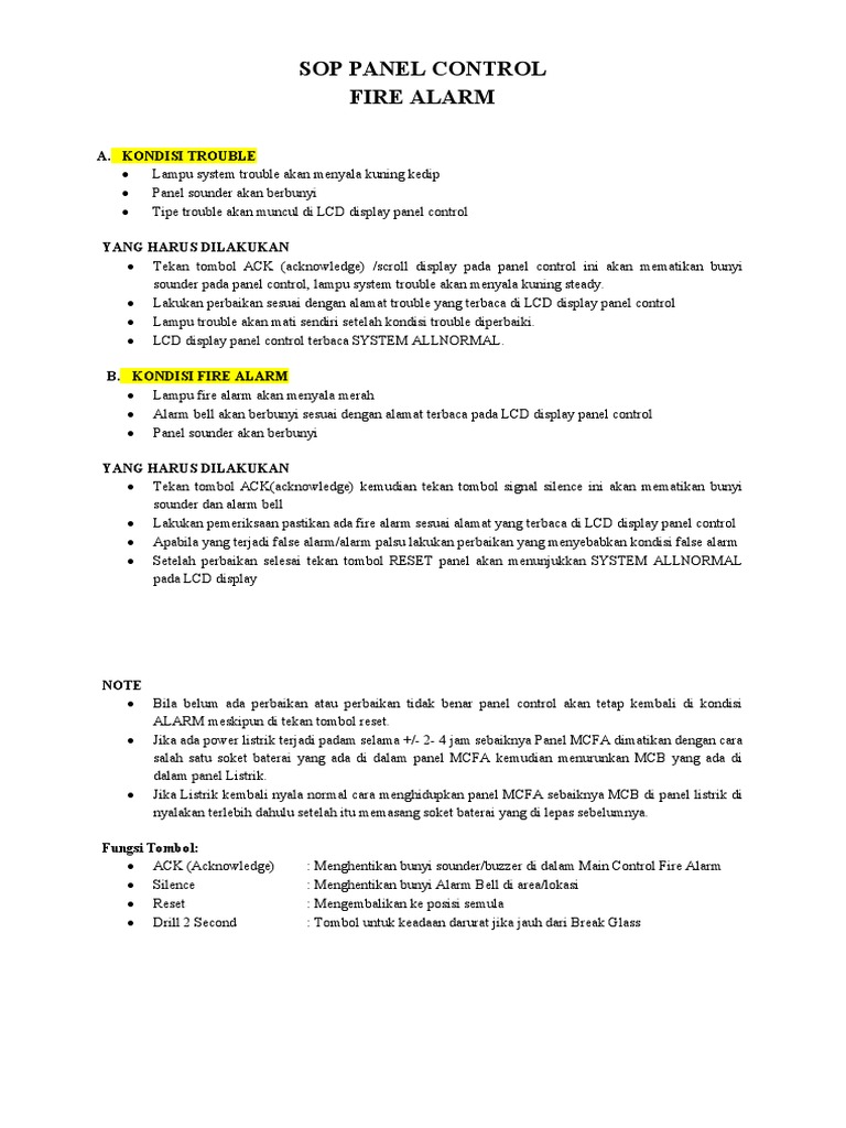 SOP Fire Alarm | PDF