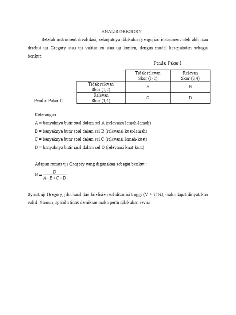 Analisis Uji Validitas Gregory | PDF