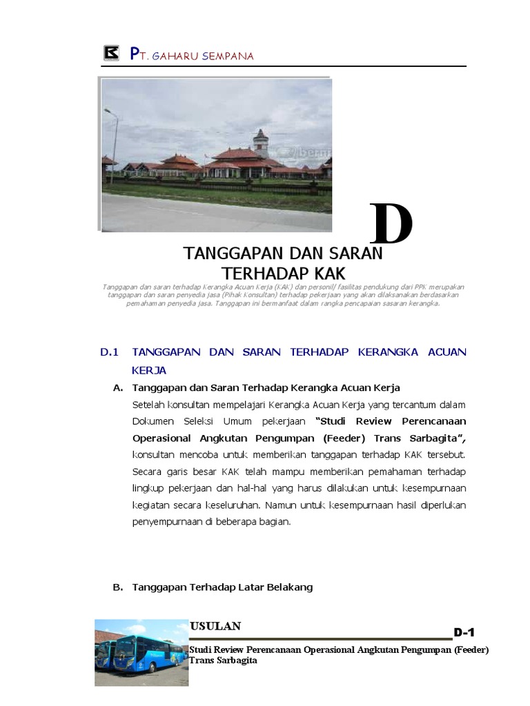 D. Tanggapan Dan Saran | PDF