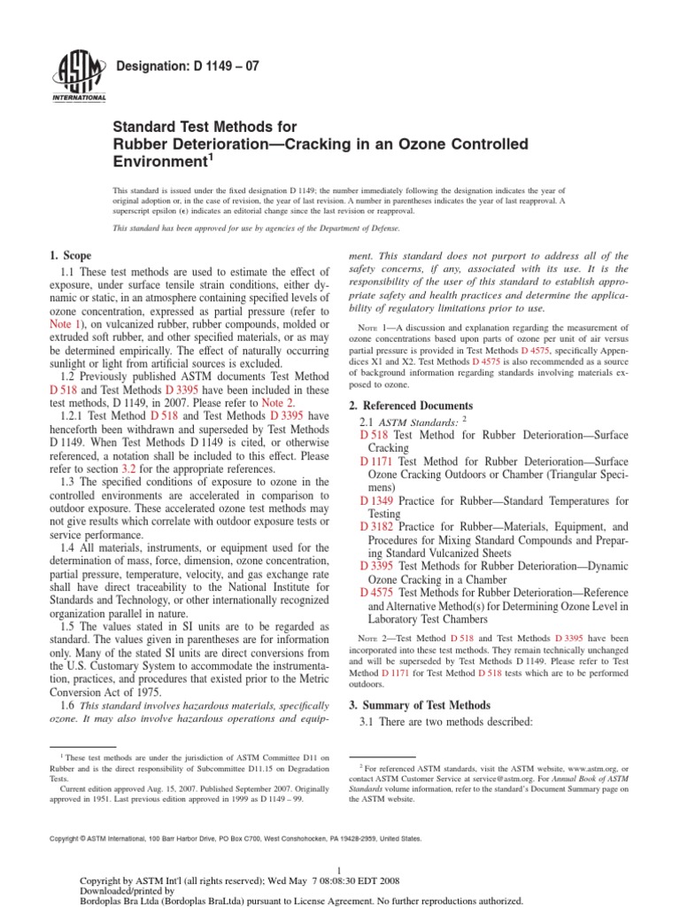 Astm D 1149-07 | PDF | Belt (Mechanical) | Screw