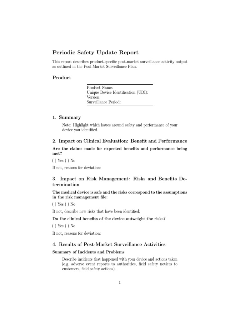 Periodic Safety Update Report: Product | PDF | Risk | Databases