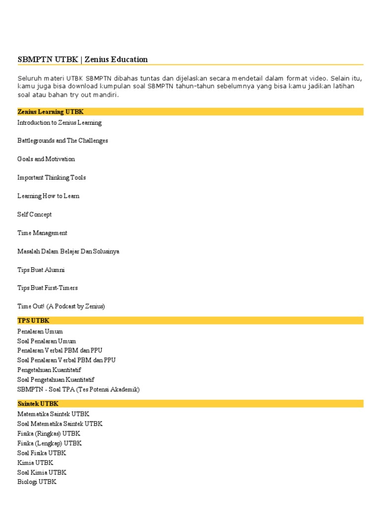 SBMPTN Utbk Zenius | PDF