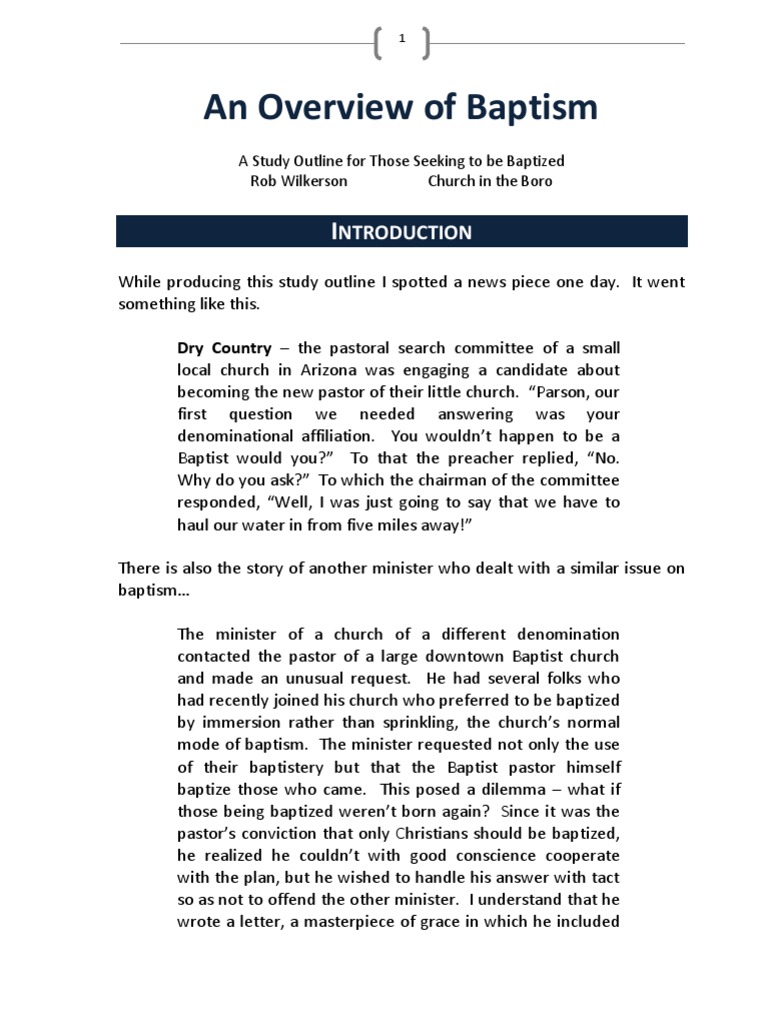 An Overview of Baptism | PDF | Baptism | Acts Of The Apostles