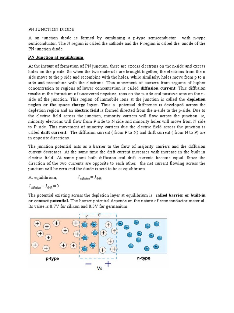 PN Junction at Equilibrium.: Diffusion Drift | PDF | P–N Junction | Diode