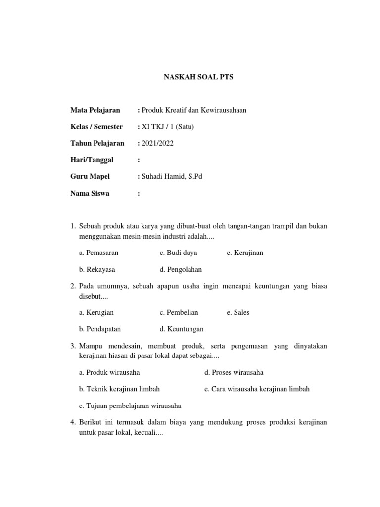 Soal TKJ Xi | PDF