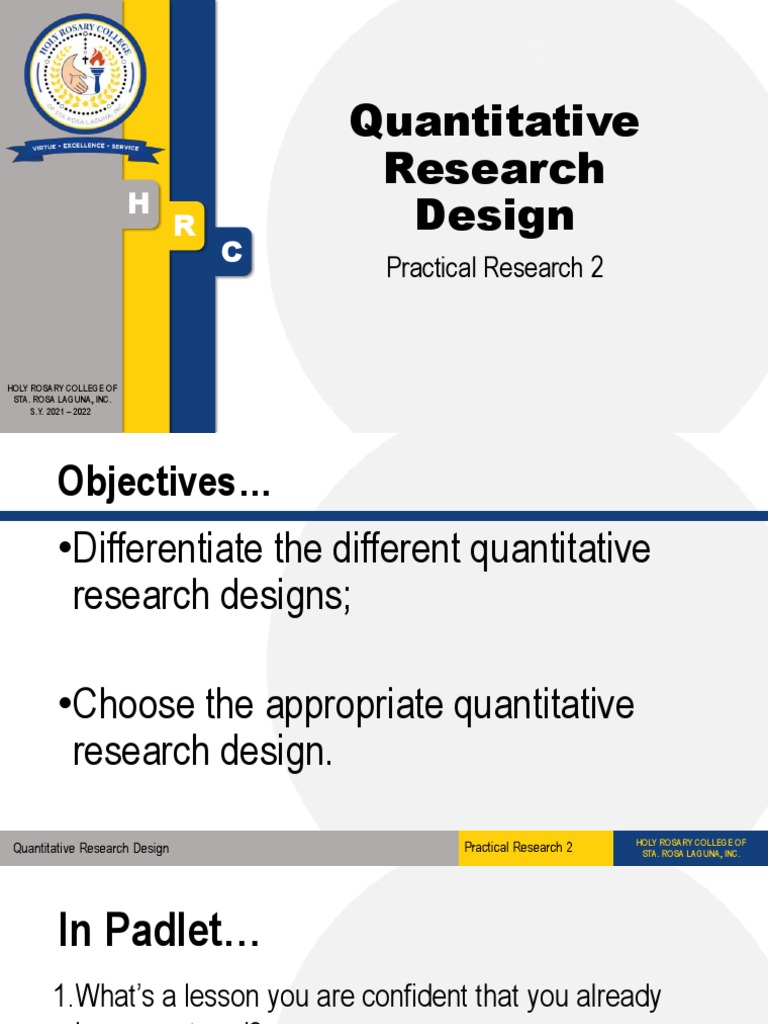 Lesson 1 - Quantitative Research Design | PDF | Quantitative Research ...