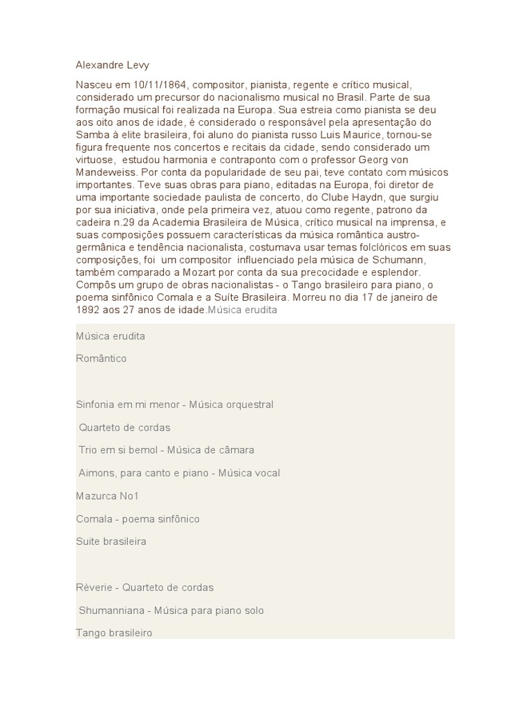 Alexandre Levy | PDF